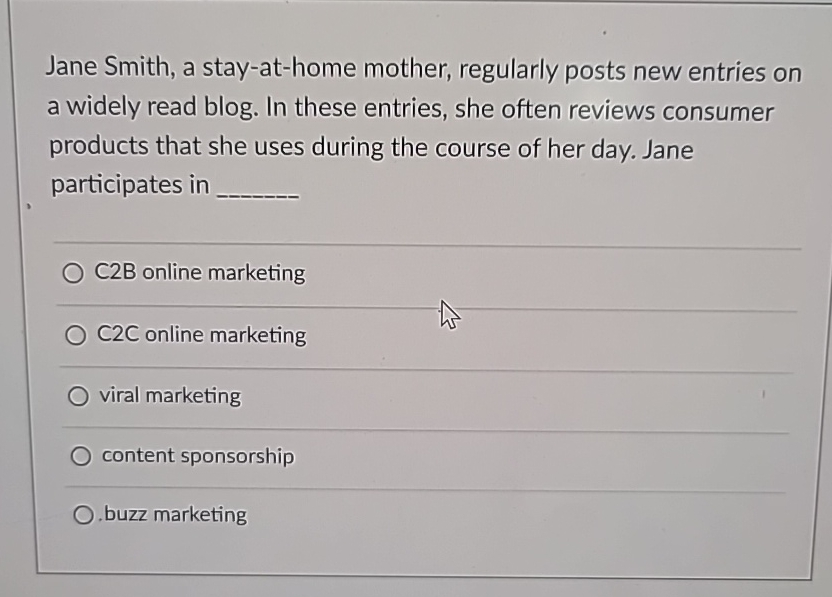 Solved Jane Smith, a stay-at-home mother, regularly posts | Chegg.com