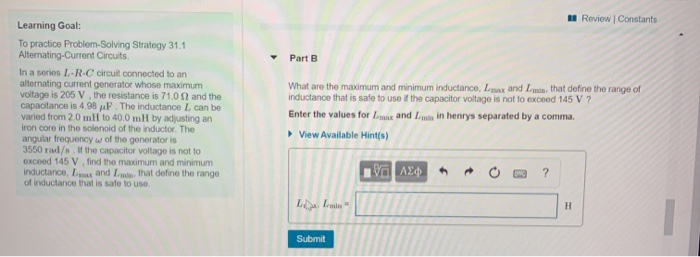 Solved Review Constants Part B Learning Goal: To practice | Chegg.com