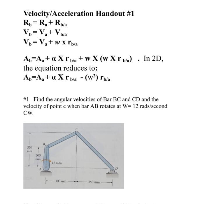 Solved = = Velocity/Acceleration Handout #1 Rb = R + Rb/a | Chegg.com