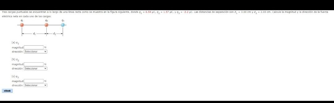 Solved Tres cargas puntuales se encuentran a lo largo de una | Chegg.com