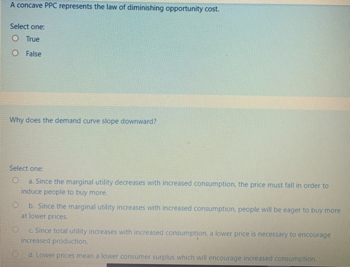 Solved A concave PPC represents the law of diminishing | Chegg.com