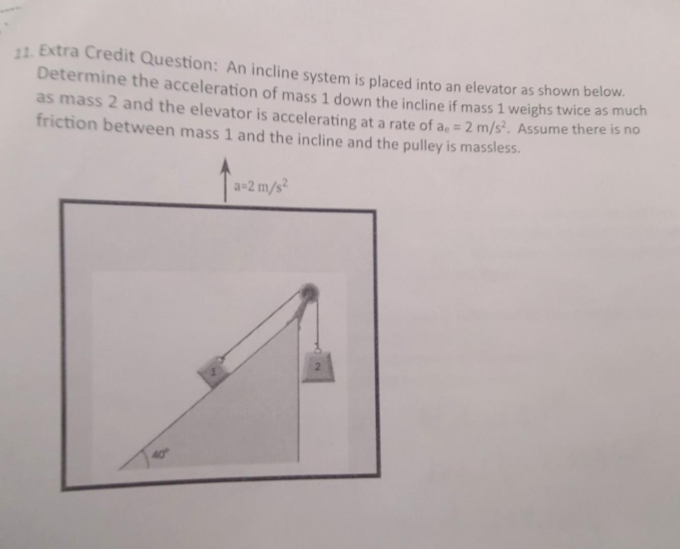 Solved 11. Extra Credit Question: An incline system is | Chegg.com