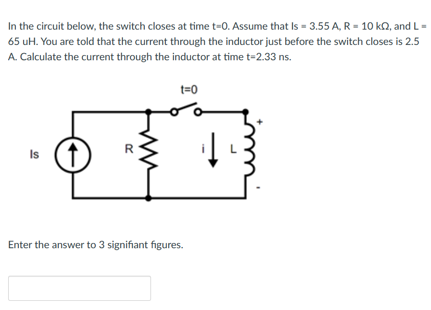 Solved In the circuit below, the switch closes at time t=0. | Chegg.com