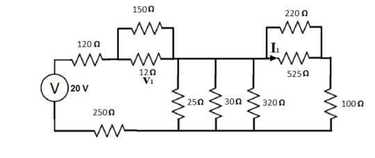 Solved Find current I1 and voltage V1 in the circuit shown | Chegg.com
