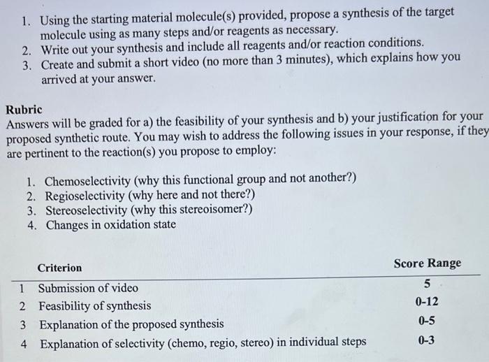 Solved 1. Propose a synthesis of the target molecule using | Chegg.com