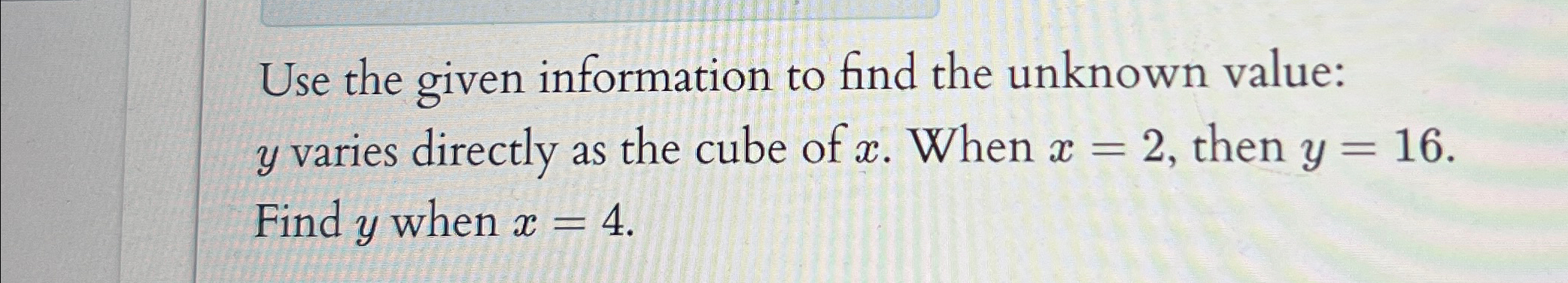 Solved Use the given information to find the unknown value: | Chegg.com