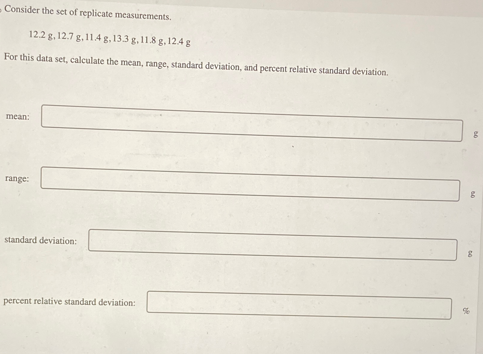 Solved Consider the set of replicate | Chegg.com