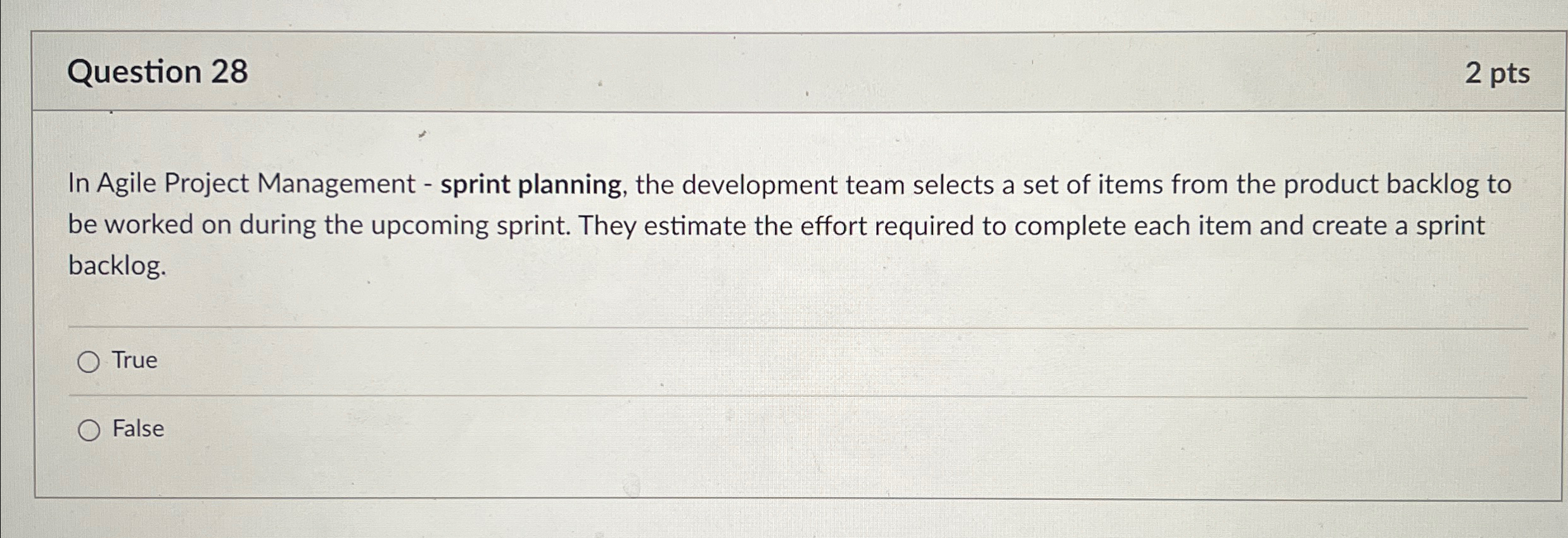 Solved Question 282 ﻿ptsIn Agile Project Management - | Chegg.com