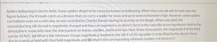 [Solved]: Spiders ballooning in electric fields. Some spide
