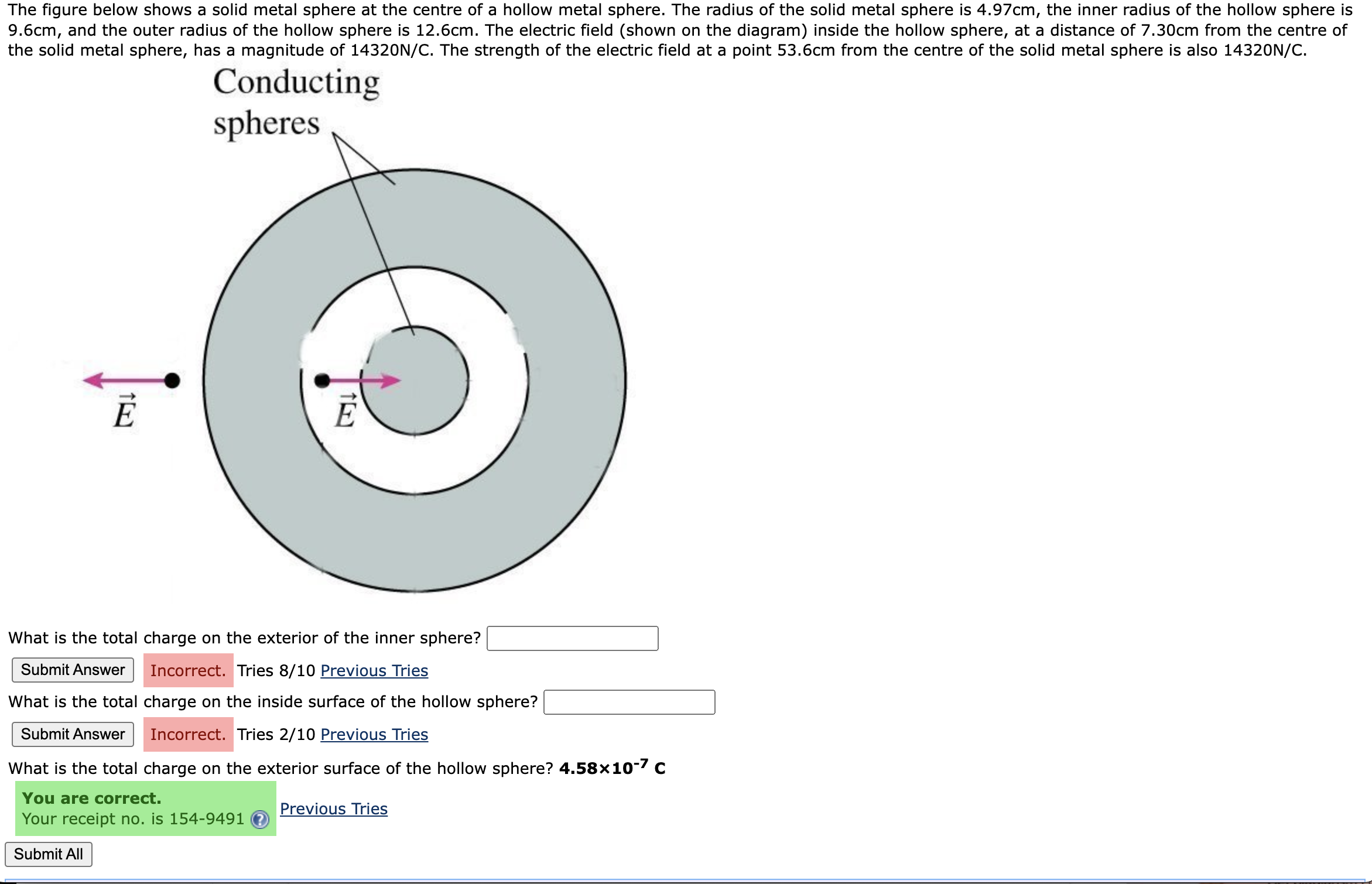 Solved The figure below shows a solid metal sphere at the | Chegg.com