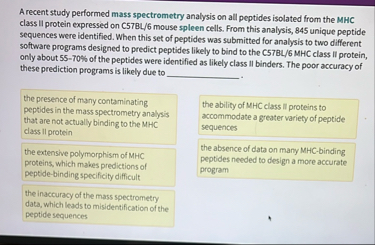Solved A recent study performed mass spectrometry analysis | Chegg.com