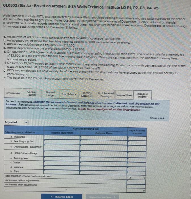 Solved GL0302 (Static) - Based on Problem 3-3A Wells | Chegg.com