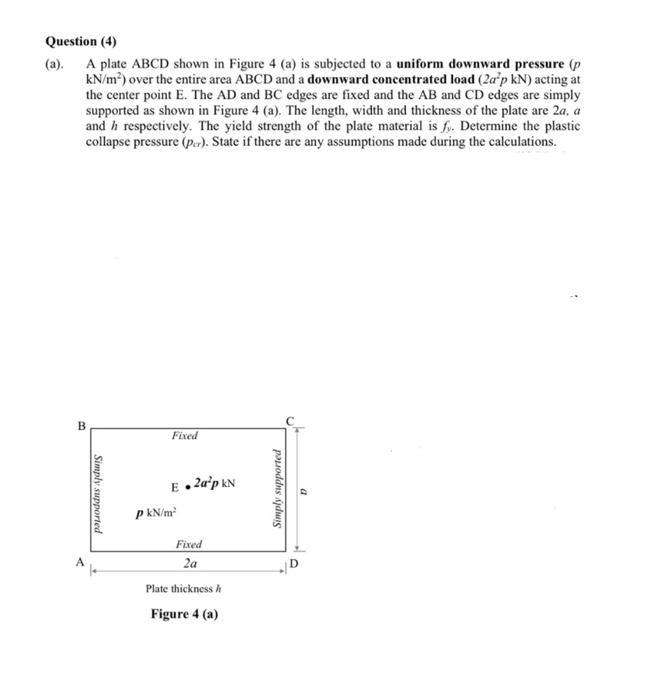 Solved Question (4) (a). A plate ABCD shown in Figure 4 (a) | Chegg.com