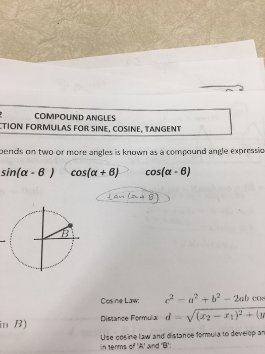 Solved COMPOUND ANGLES CTION FORMULAS FOR SINE, COSINE, | Chegg.com