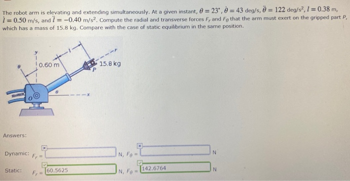 Solved The robot arm is elevating and extending | Chegg.com
