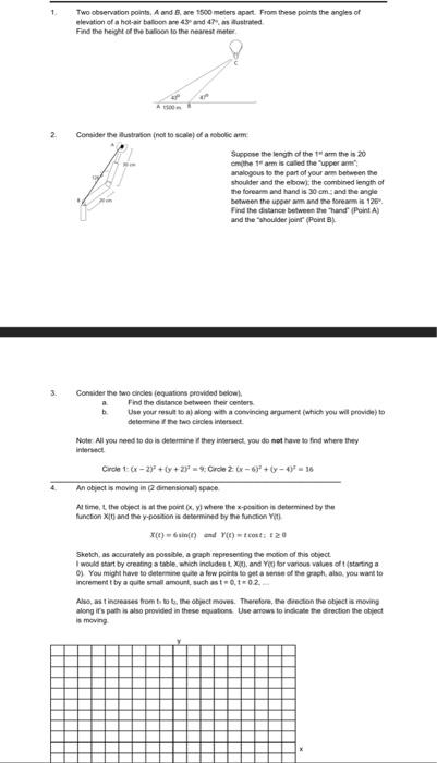 Solved 1. Two observation points, A and E, are $500 meters | Chegg.com