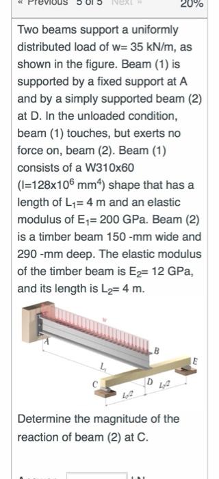 Solved Two beams support a uniformly distributed load of | Chegg.com