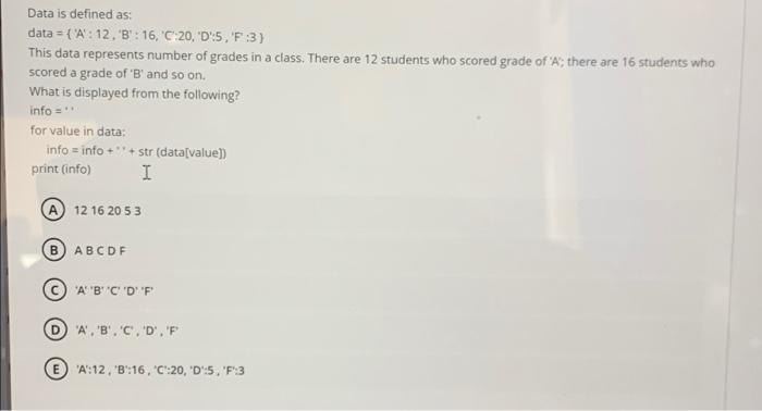 Solved A string is defined as: data="This is string' Which | Chegg.com