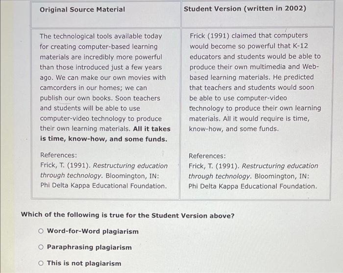 Solved Original Source Material Student Version (written in | Chegg.com