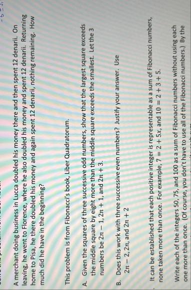 Solved A merchant doing business in Lucca doubled his money | Chegg.com