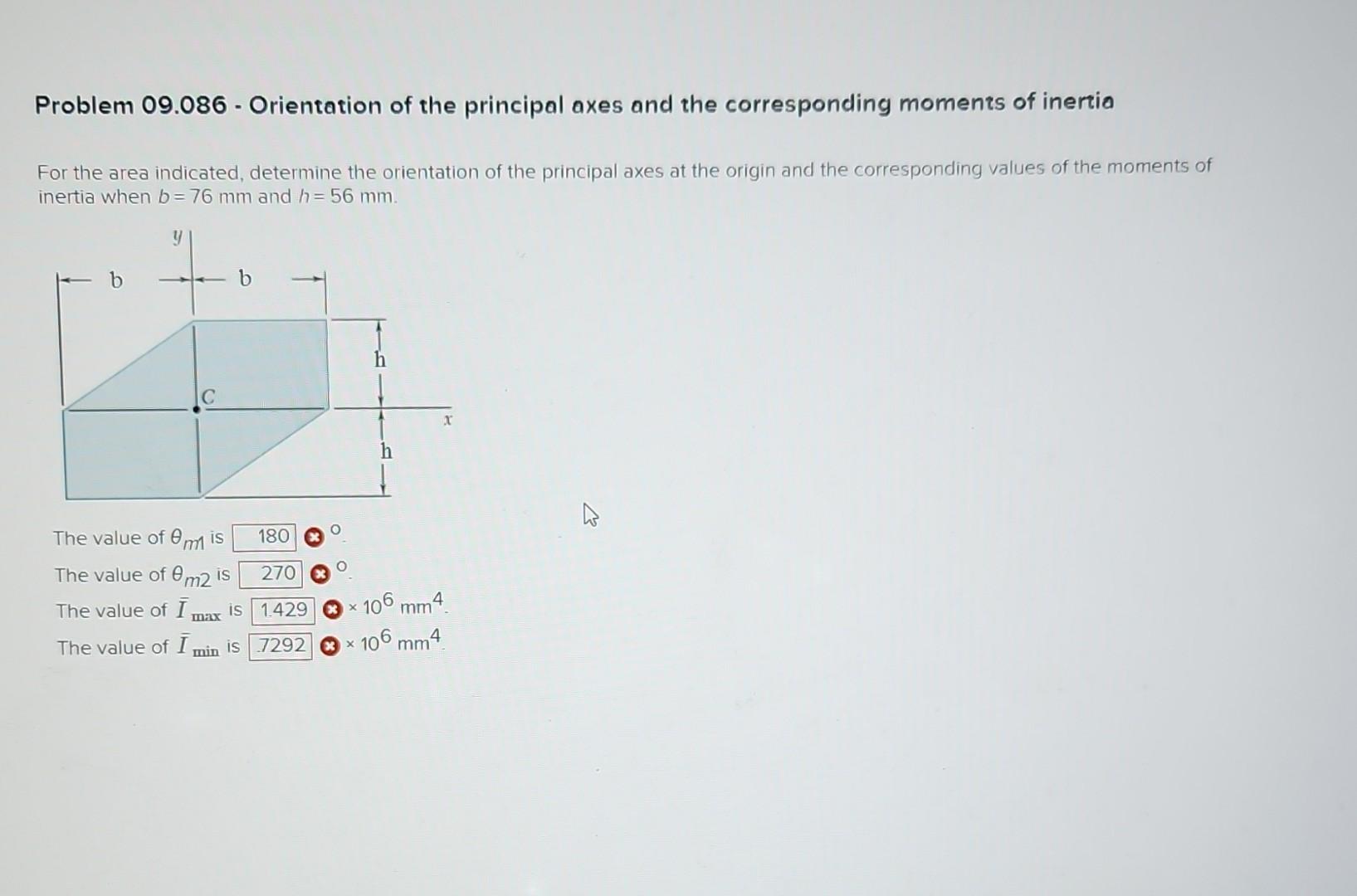Solved Problem 09.086 - Orientation of the principal axes | Chegg.com