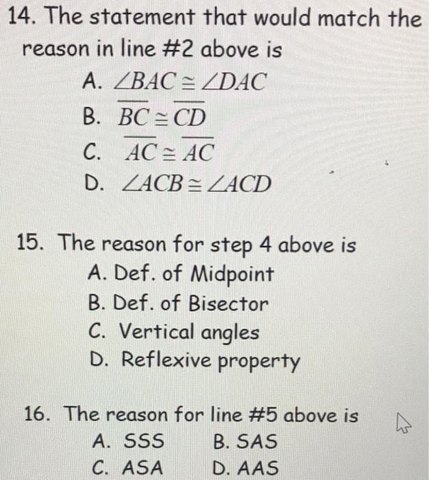 Solved L 스 B C С D Given: AC bisects ZBAD AB = AD Prove: | Chegg.com