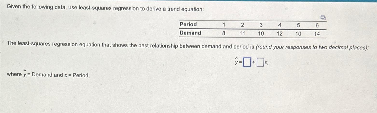 Solved Given the following data, use least-squares | Chegg.com