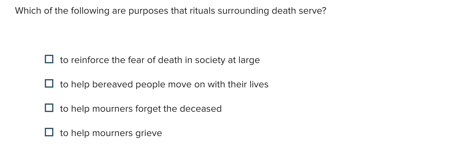 Solved Which of the following are purposes that rituals | Chegg.com