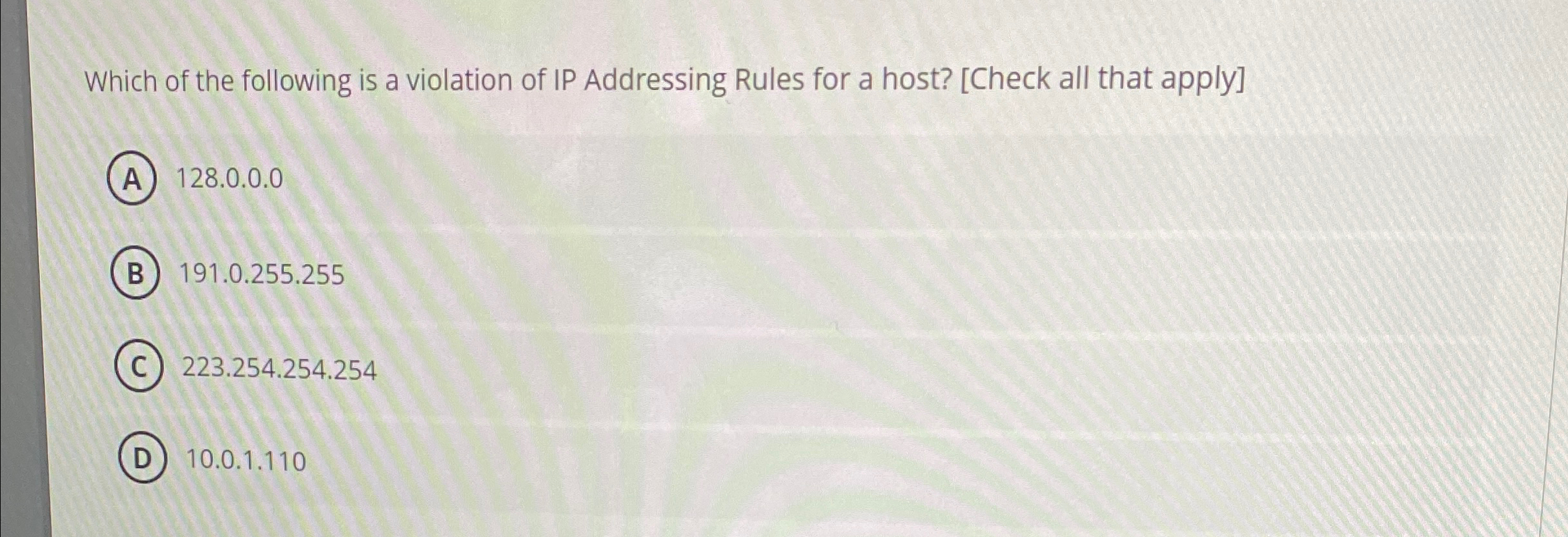 Solved Which of the following is a violation of IP | Chegg.com