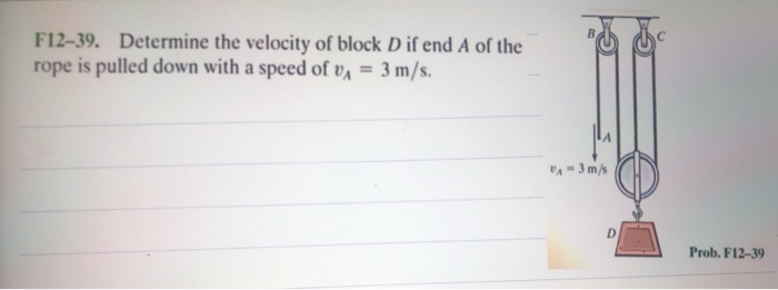 Solved F12-39. Determine the velocity of block D if end A of | Chegg.com