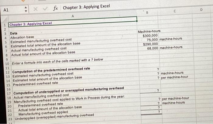 Solved Required information Chapter 3: Applying Excel The | Chegg.com