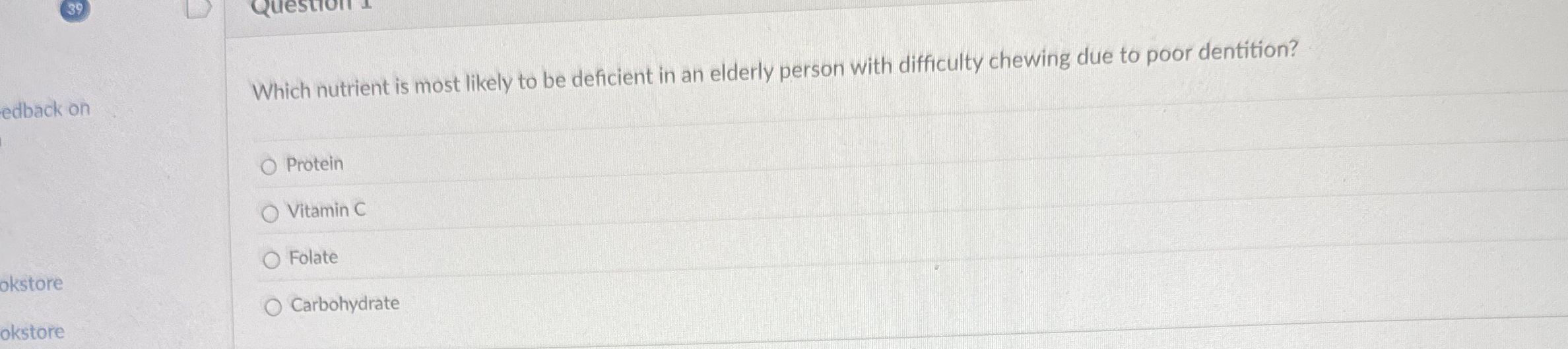 Solved Which nutrient is most likely to be deficient in an | Chegg.com