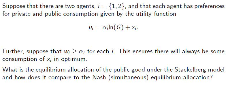 Solved Suppose that there are two agents, i={1,2}, ﻿and that | Chegg.com
