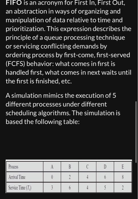 Solved To develop a program for the simulation of FIFO and | Chegg.com