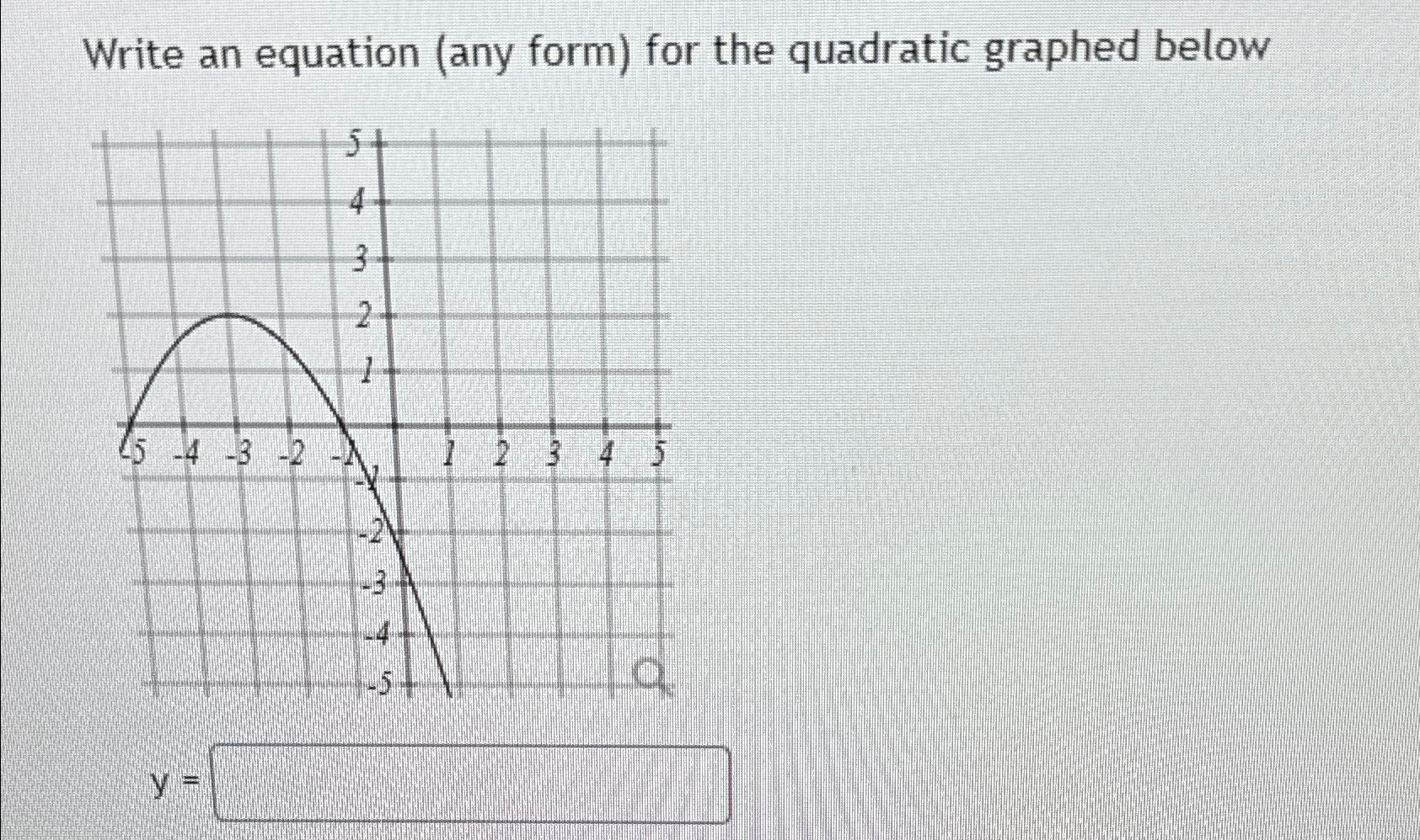 Solved Write an equation (any form) ﻿for the quadratic | Chegg.com