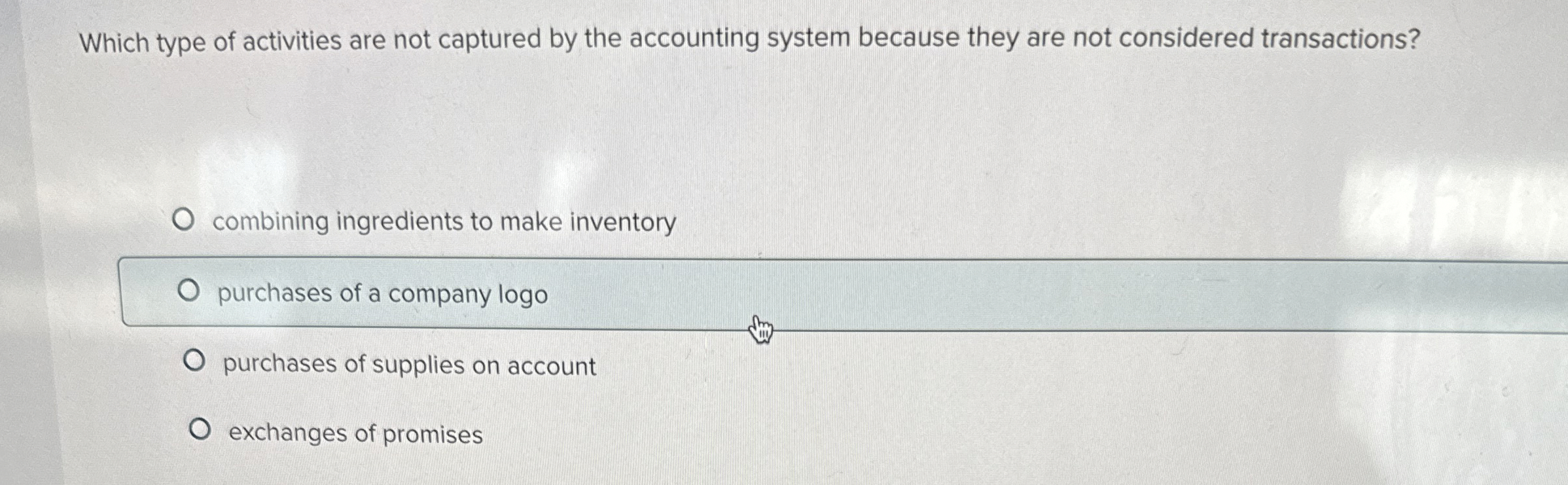 Solved Which type of activities are not captured by the | Chegg.com