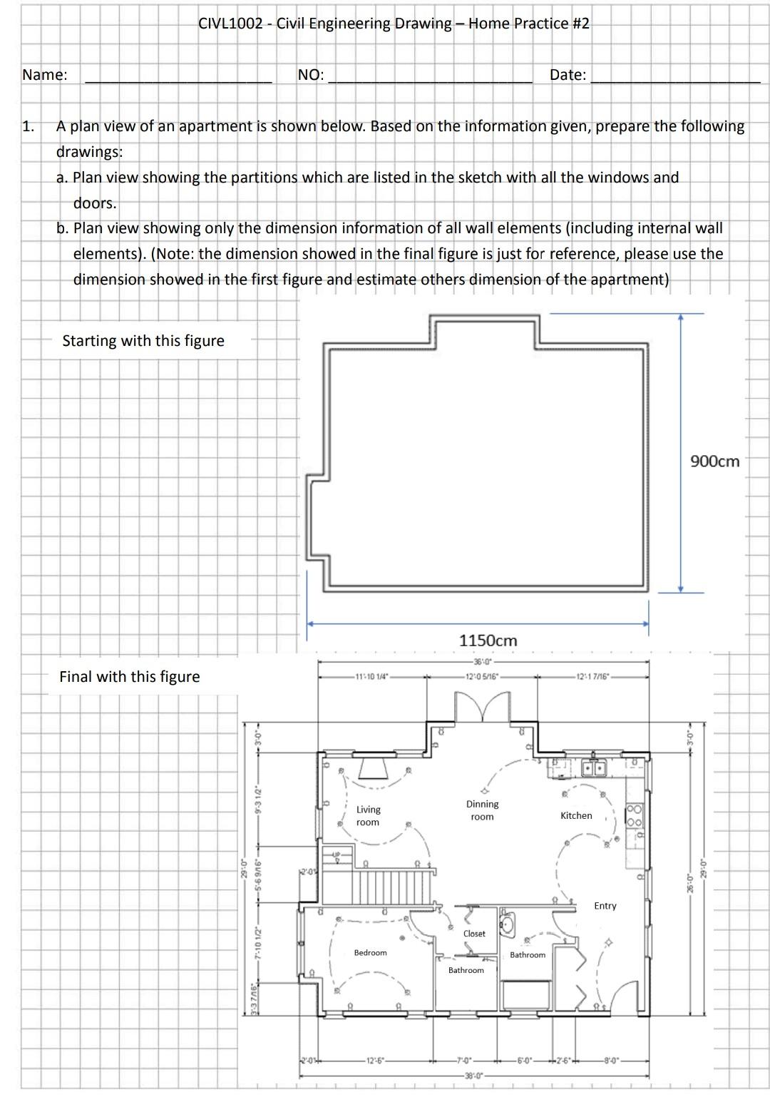 CIVL1002 - Civil Engineering Drawing - Home Practice | Chegg.com