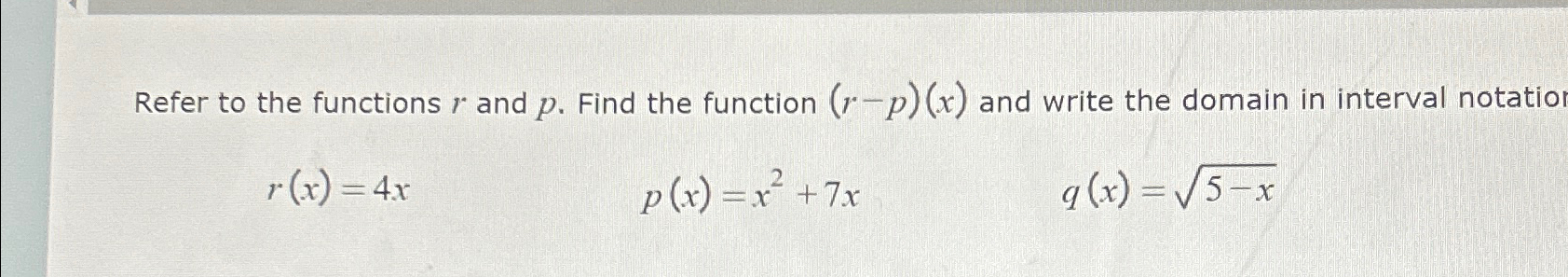 Solved Refer to the functions r ﻿and p. ﻿Find the function | Chegg.com