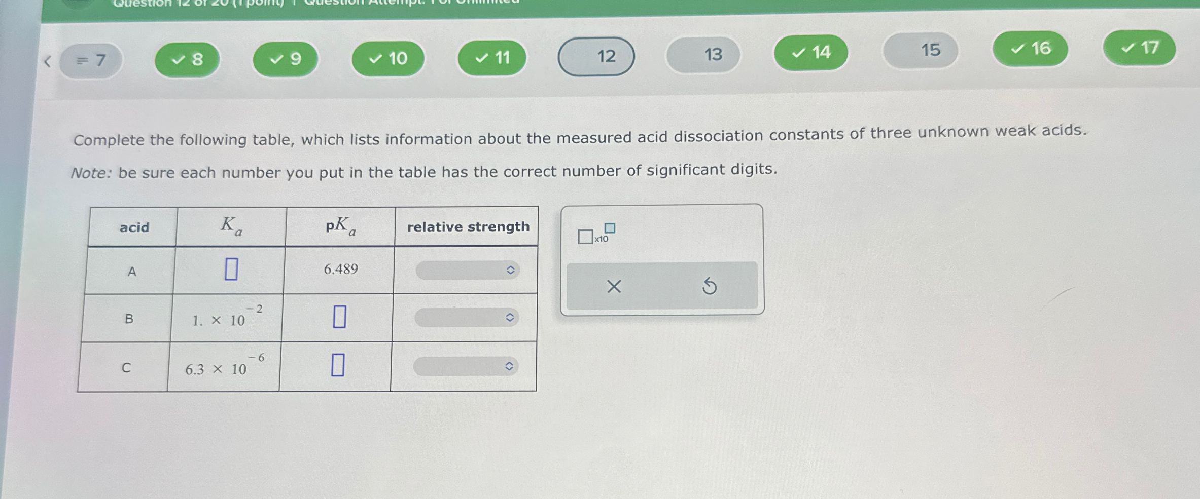 Solved -=7 8Complete the following table, which lists | Chegg.com