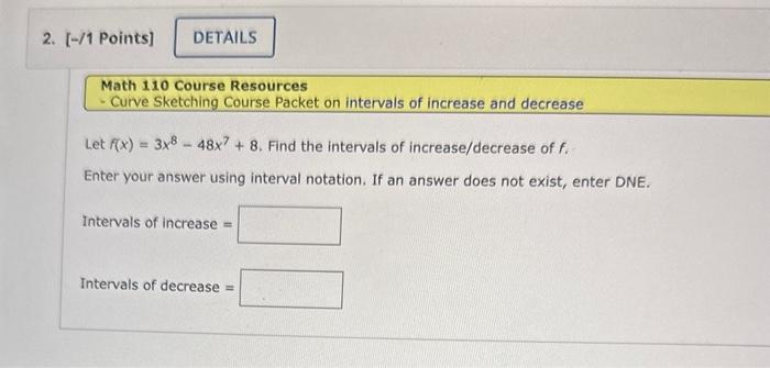 Solved Math 110 Course Resources - Curve Sketching Course | Chegg.com