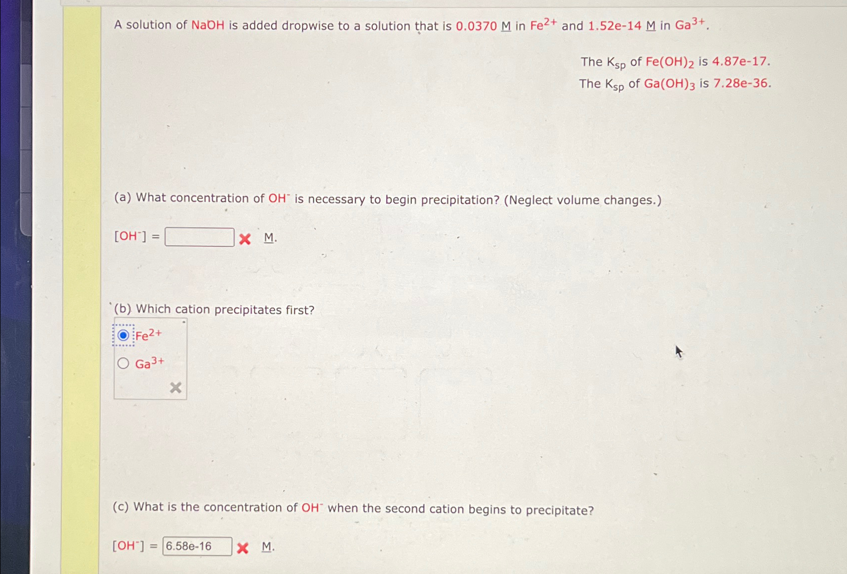 Solved A solution of NaOH is added dropwise to a solution | Chegg.com