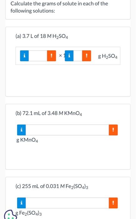 Solved Calculate the grams of solute in each of the | Chegg.com