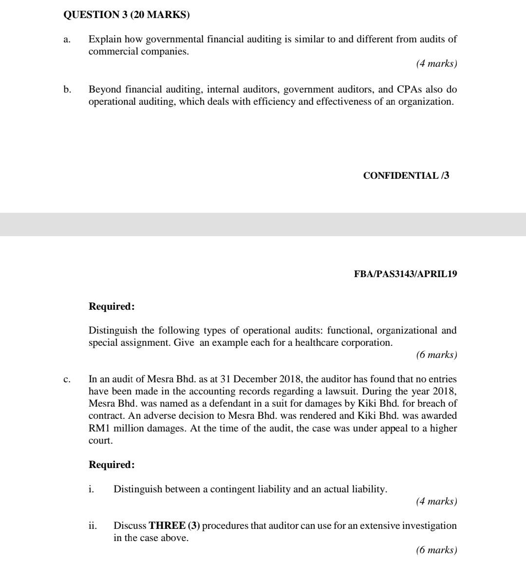Solved QUESTION 3 (20 MARKS) a. Explain how governmental | Chegg.com