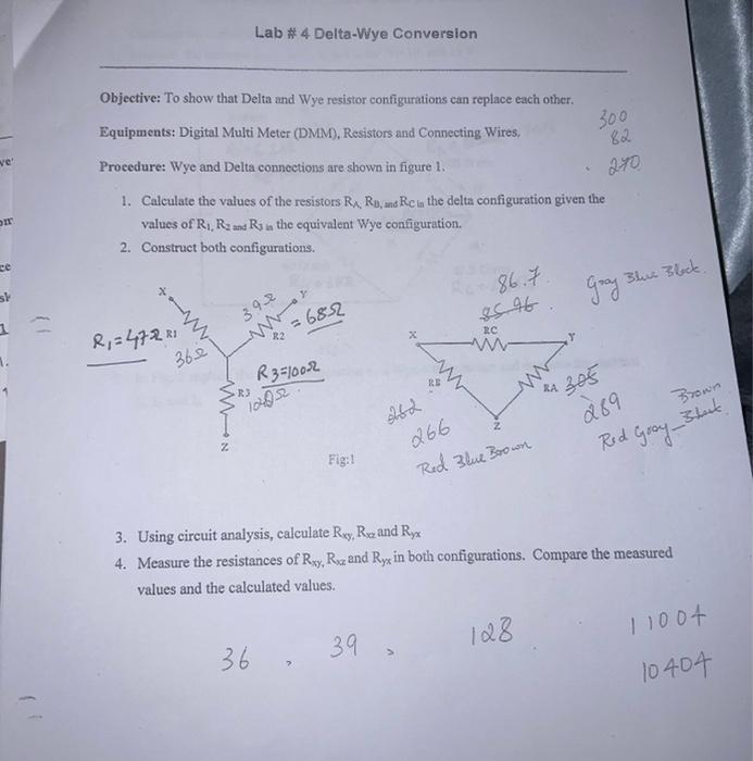 Solved Lab # 4 Delta-Wye Conversion Objective: To show that | Chegg.com