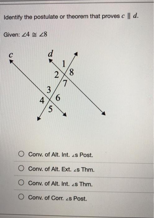 Solved Identify the postulate or theorem that proves a || b. | Chegg.com