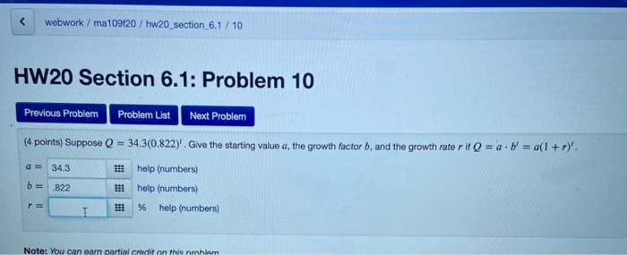 Solved webwork/ ma109f20/hw20_section_6.1 / 10 HW 20 Section | Chegg.com