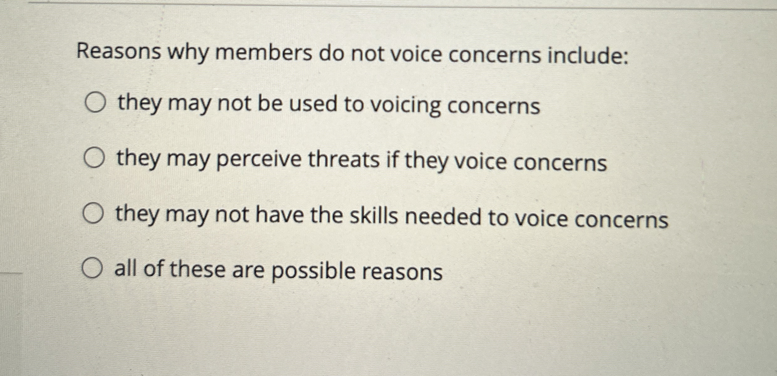 Solved Reasons why members do not voice concerns | Chegg.com