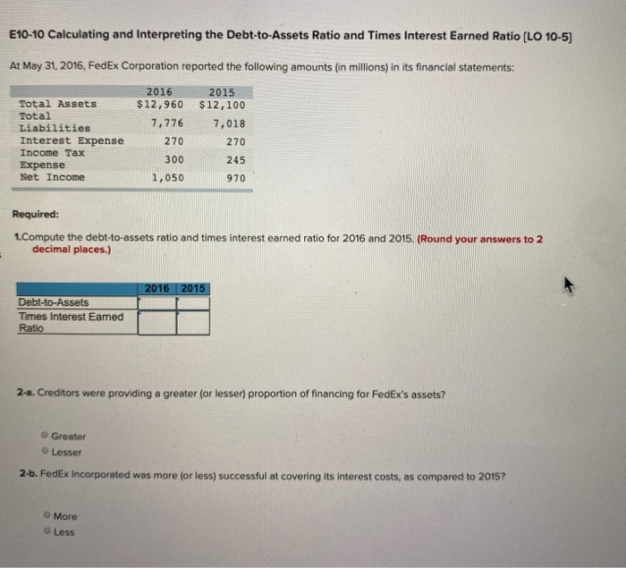 Solved E10-10 Calculating and Interpreting the | Chegg.com