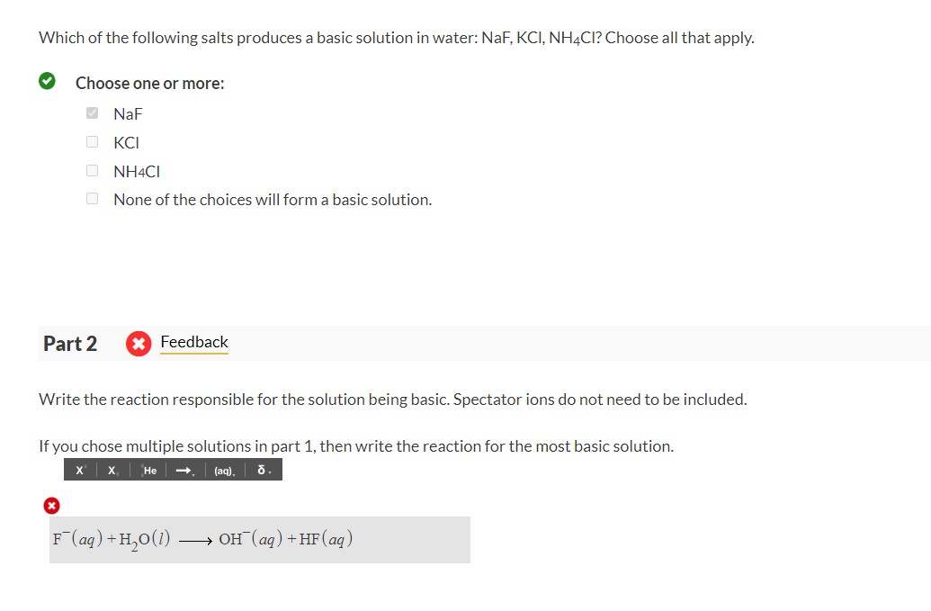 Solved Write the reaction responsible for the solution being | Chegg.com