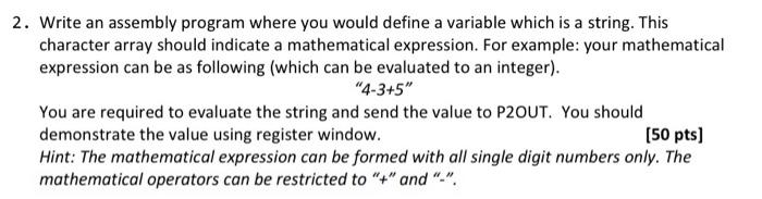 2. Write an assembly program where you would define a | Chegg.com